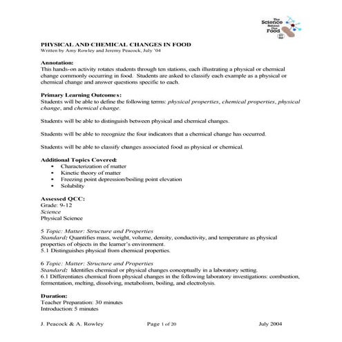 Phys chemchangeinfoodplan | PDF | Chemistry | Science