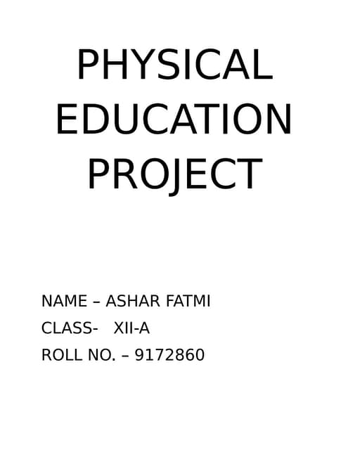 project on football for physical education | DOCX