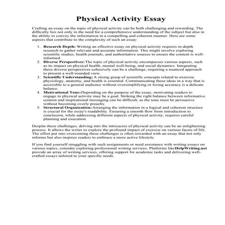 Physical Activity Essay | PDF