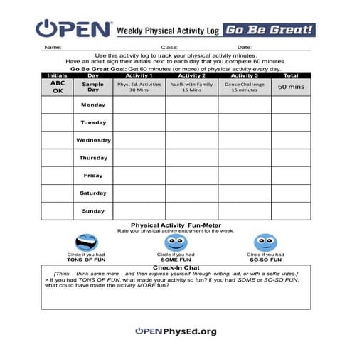 Physical activity logs (2) | PDF