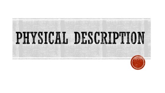 Vocabulary to describe body and face features | PDF