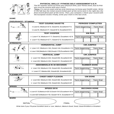 Physical condition self assessment 6ºEP | PDF