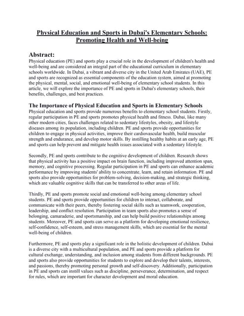 Reasons Why Sports is Important for School Curriculum | PPTX | Sports