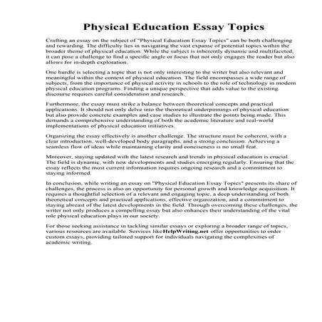 Physical Education Essay Topics | PDF