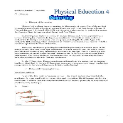 Physical education swimming | DOCX