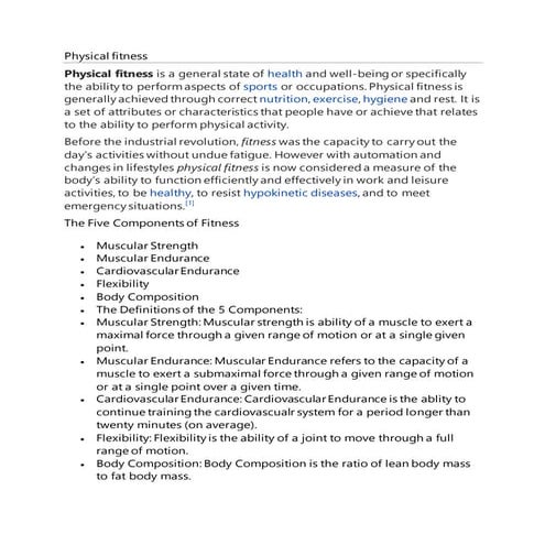 BASIC COMPONENTS OF FITNESS | PDF