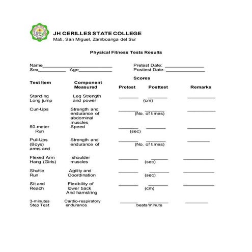 Physical fitness test | DOCX | Fitness and Exercise | Healthy Living