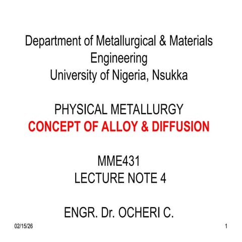 Lecture note 4 for Materials Science for Engineering Students | PPTX