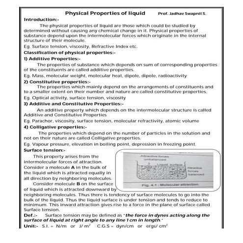Physical properties of liquid | PDF