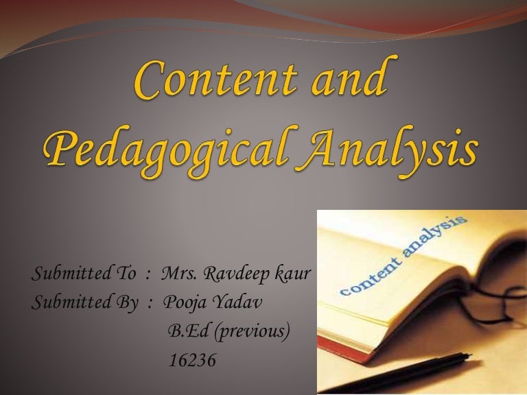 Content and pedagogical analysis