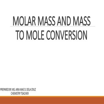 Physical Science (St. Francis) Molar Mass and Mass to Moles Conversions ...