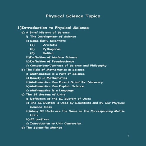 Physical Science Topics | PDF
