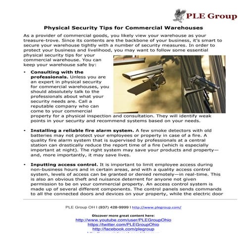 PHYSICAL SECURITY TIPS FOR COMMERCIAL WAREHOUSES | PDF