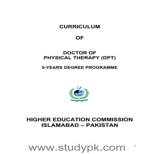 HEC Curriculum of Doctor of Physical Therapy (DPT) | PDF