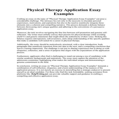 Physical Therapy Application Essay Examples | PDF