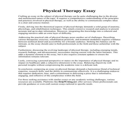 Physical Therapy Essay | PDF