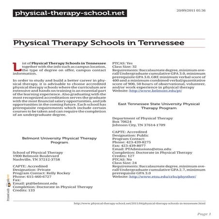 Physical therapy schools in tennessee | PDF
