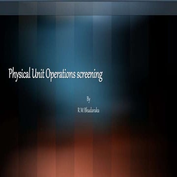Physical unit operations | PPT