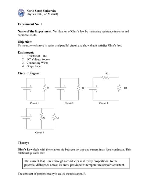 Sample lab-report on verfication of ohms law | PDF | Computer ...