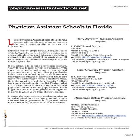 Physician assistant schools in florida | PDF