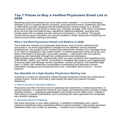 Top 7 Verified Physicians Email List Providers for Effective 2026 ...