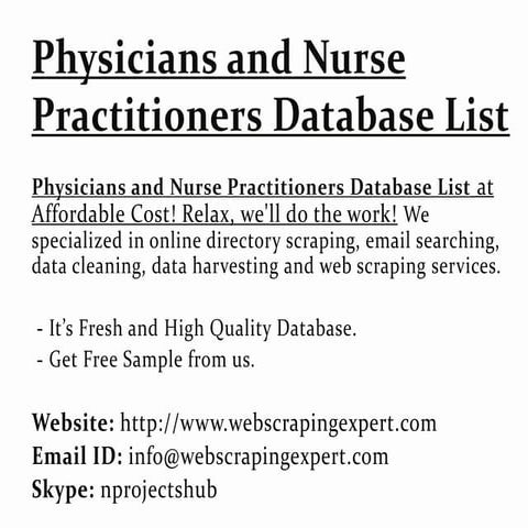 Physicians and Nurse Practitioners Database List | PPTX