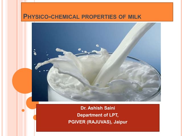 Physical and chemical properties of milk | PPT