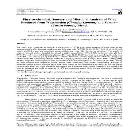 Physico chemical, sensory and microbial analysis of wine produced from ...