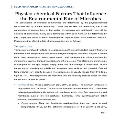 Physico-chemical Factors That Influence the Environmental Fate of ...