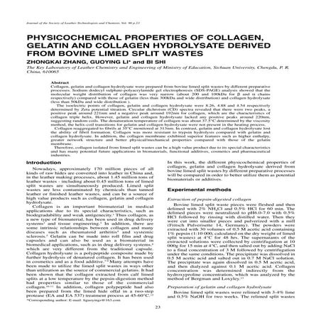 Physicochemical Properties of Collagen, Gelatin and Collagen ...