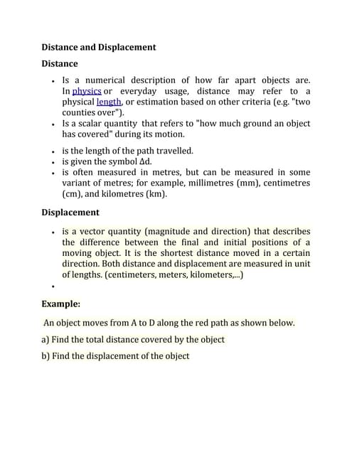 Distance and displacement | PPTX | Physics | Science
