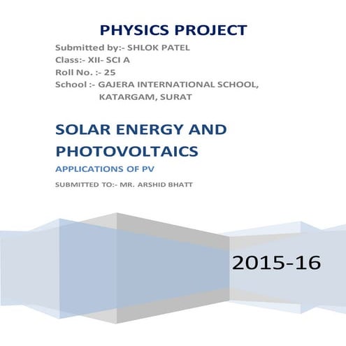 Physics investigatoy project on solar power and photovolatics | DOCX