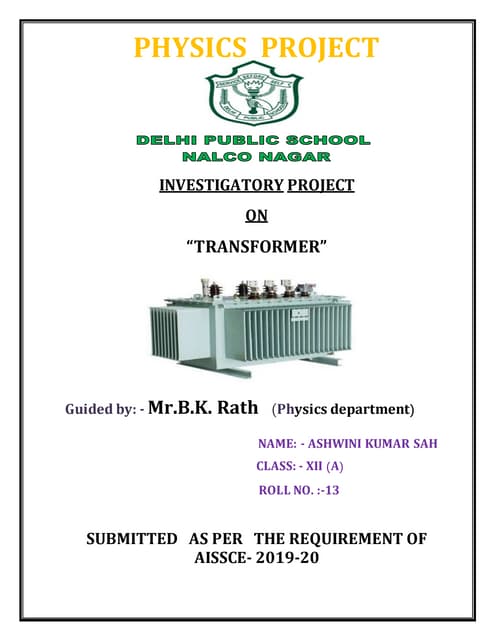 XII INVESTIGATORY PHYSICS PROJECT | PDF