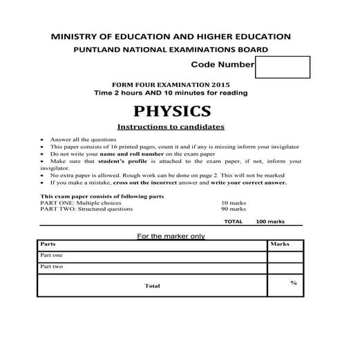 PNEB - PHYSICS 2015 | PDF