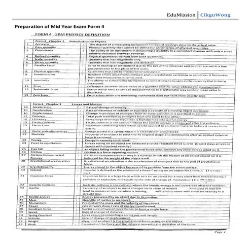 Physics preparation of mid year exam form 4 | PDF | Educational ...