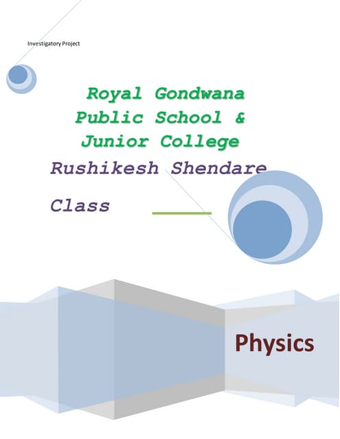 Physics Investigatory Project - Class 12 - Tangent Galvanometer | PDF