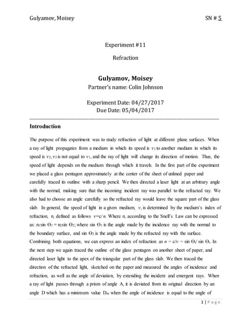 Edexcel, Physics, GCSEs,Refraction of light | PPT