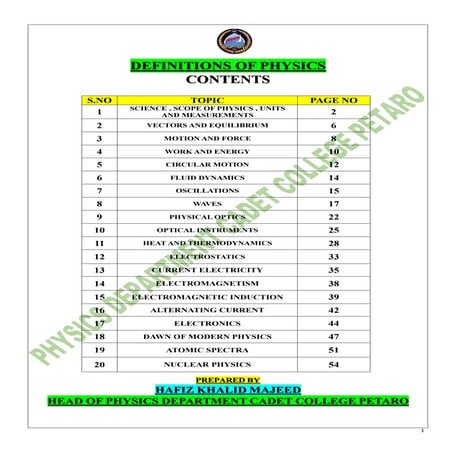 Physics definitions | PDF