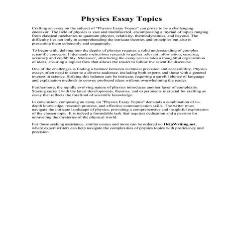 Physics Essay Topics | PDF