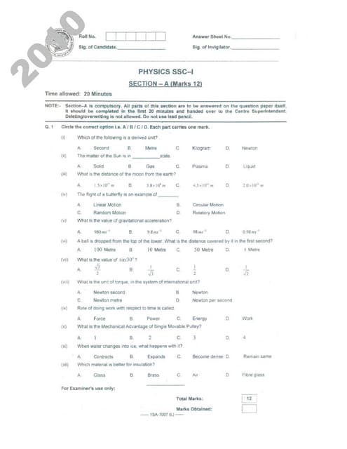 Chemistry fbise ssc i (2010) | PDF