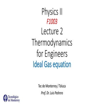 Physics II Lecture thermodynamics and ideal gas equation | PPT