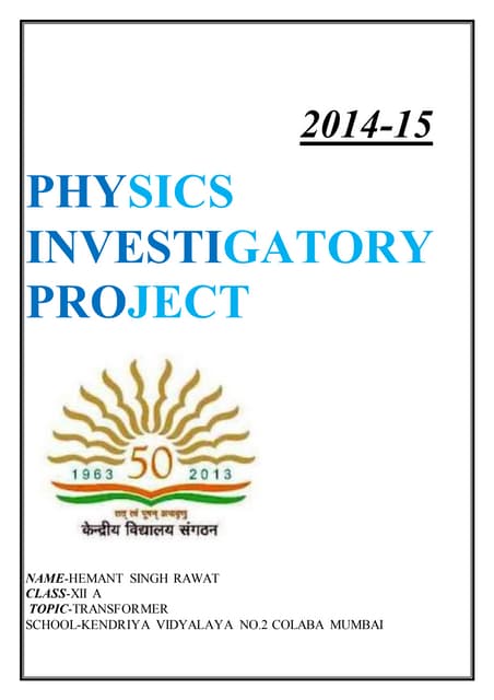 12th CBSE Physics Project AC Generator | DOCX