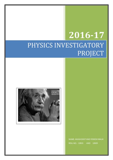 CBSE Class XII Physics Investigatory Project | PDF | Physics | Science