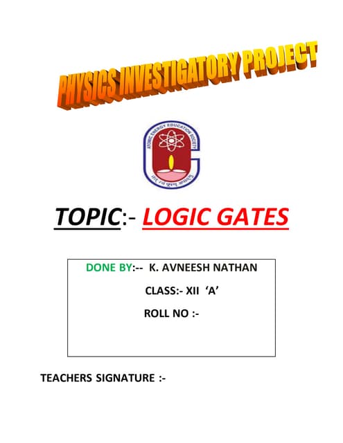 LOGIC GATE ||CLASS 12 PHYSICS I | PDF | Physics | Science
