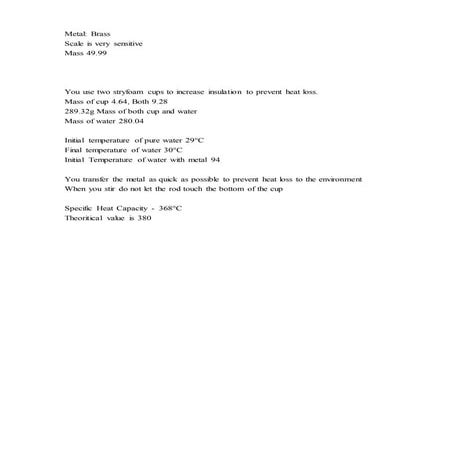 CSEC Physics Lab - Specific Heat Capacity | DOCX