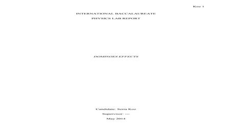 Physics Lab Report Cover Page