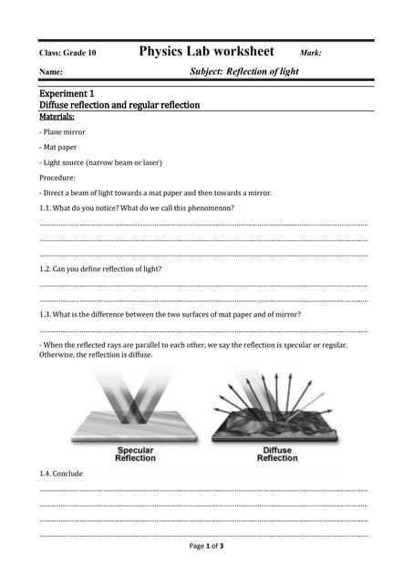 Refraction Of Light Worksheet Solved TA De Rec 11 Worksheet