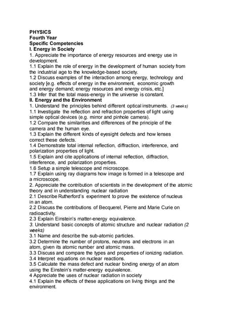 BOW-Q2-SCIENCE-GRADE-10-MELCs VER 1.docx | Physics | Science