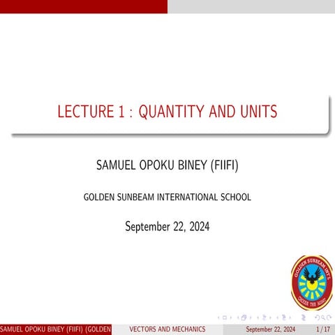 Physics Lecture 1.pdf. This is a lecture | PPT
