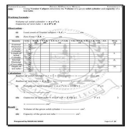 Physics practical manual xi bc kz | PDF